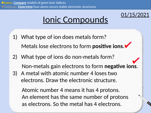 GCSE Chemistry: Ionic Compounds | Teaching Resources