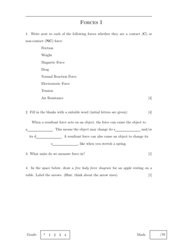 GCSE Forces 1 | Teaching Resources