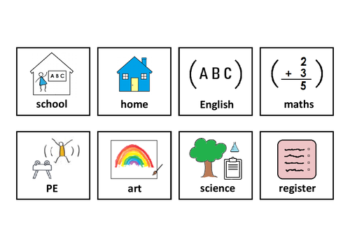 24 subject and school based symbols for visual schedule/timetable ...