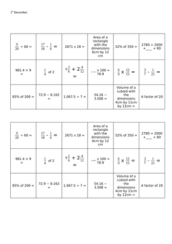 Daily Maths Arithmetic | Teaching Resources