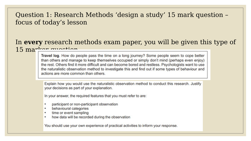 Psychology 'design a study' research methods essay | Teaching Resources