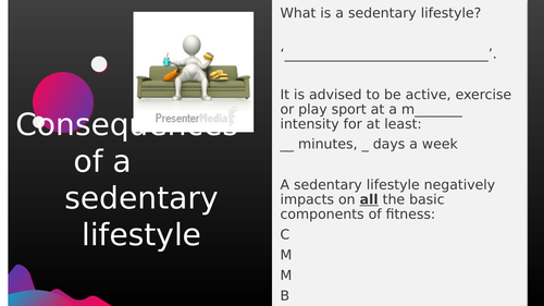 Edexcel GCSE PE Sedentary Lifestyle Lesson | Teaching Resources