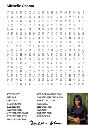 Michelle Obama Word Search | Teaching Resources