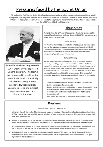 Cold War revision sheets | Teaching Resources