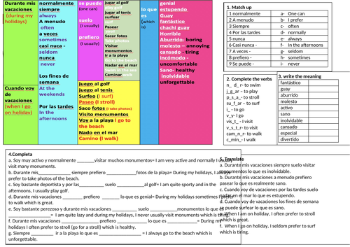 VACACIONES PRESENT | Teaching Resources