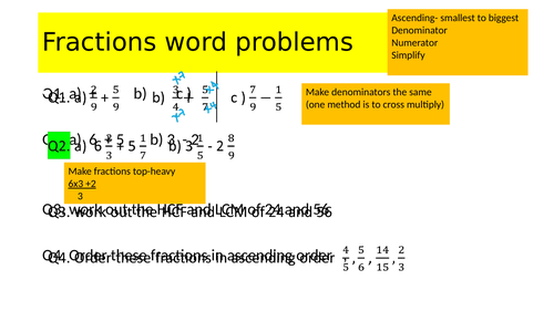 fractions word problems | Teaching Resources