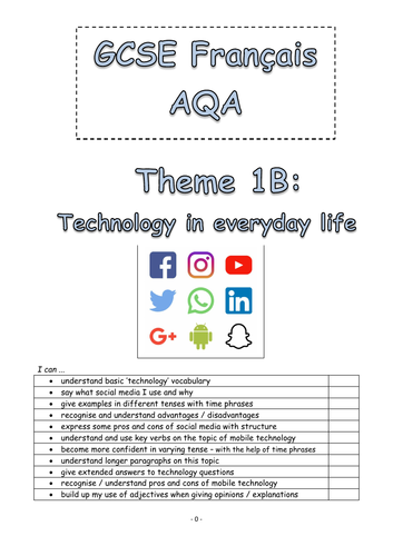 French KS4: Technology in Everyday Life 1B | Teaching Resources