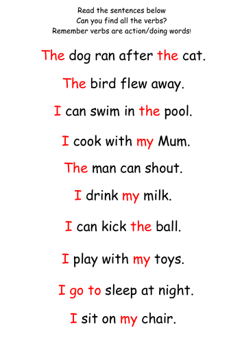 Find The Verbs | Teaching Resources