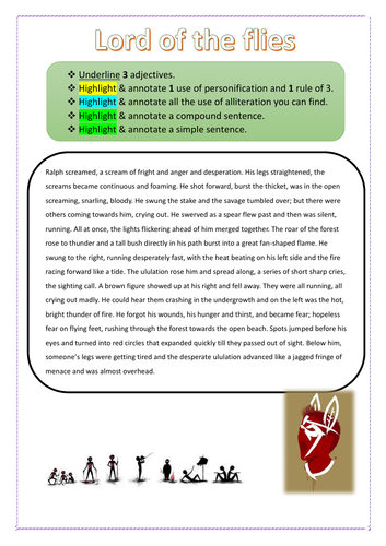 Lord of the flies - analysing text | Teaching Resources