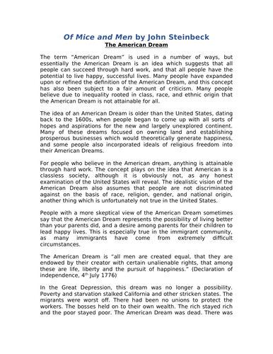 Of Mice and Men - Context | Teaching Resources