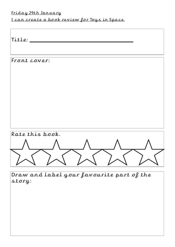 Year 1 book review template differentiated | Teaching Resources