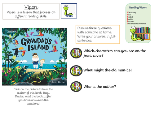 Grandads Island Vipers - 2 weeks home learning | Teaching Resources