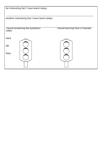 Self-Assessment Traffic Lights | Teaching Resources