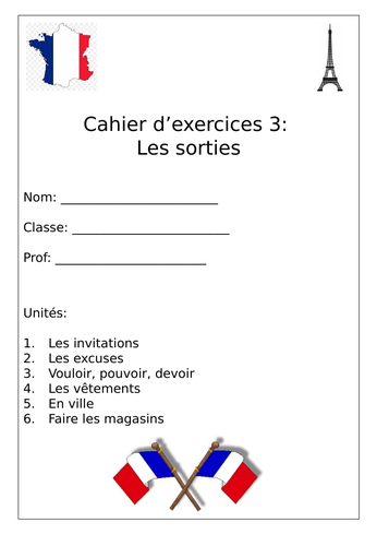 French booklet KS3 - les sorties | Teaching Resources