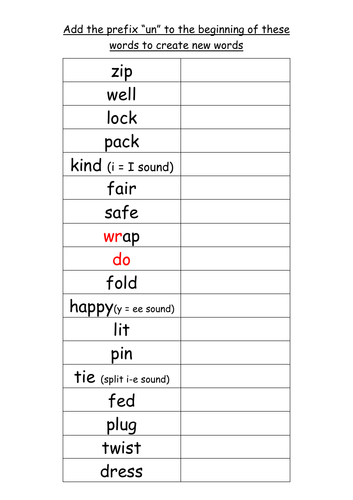 Adding the prefix un | Teaching Resources