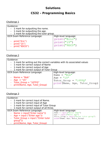 Python/Algorithm Challenges (inc. solutions) | Teaching Resources