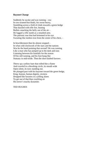 Bayonet Charge notes | Teaching Resources