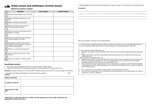 Urban issues and challenges revision lesson (AQA Geography) | Teaching ...