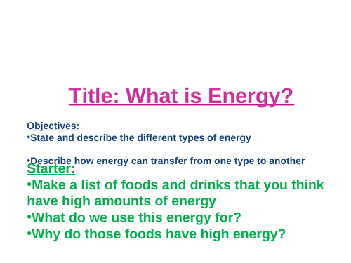 Energy Names and Definitions | Teaching Resources
