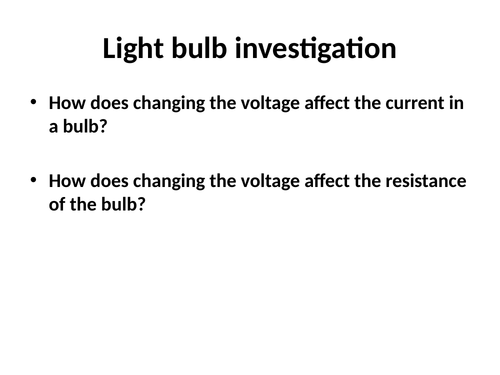 Lightbulb Investigation | Teaching Resources