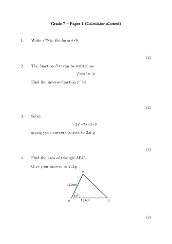 GCSE quick tests Grade 7 | Teaching Resources