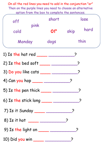 Conjunction or | Teaching Resources