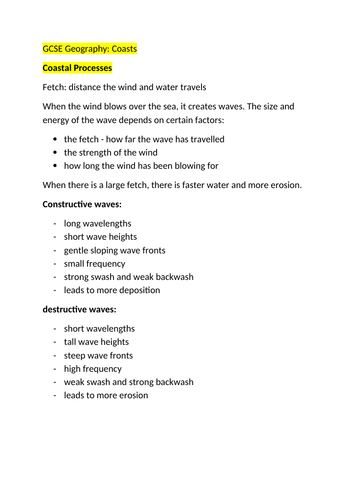 GCSE Geography AQA: Coasts | Teaching Resources GCSE Geography AQA: Coasts | Teaching Resources