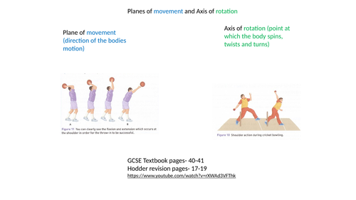 AQA GCSE PE revision. Planes, axis and levers. | Teaching Resources