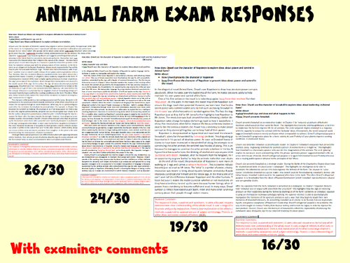 Animal Farm 5 Exam Responses Grades 5 to 9 | Teaching Resources