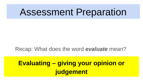 Evaluate Assessment Piece | Teaching Resources