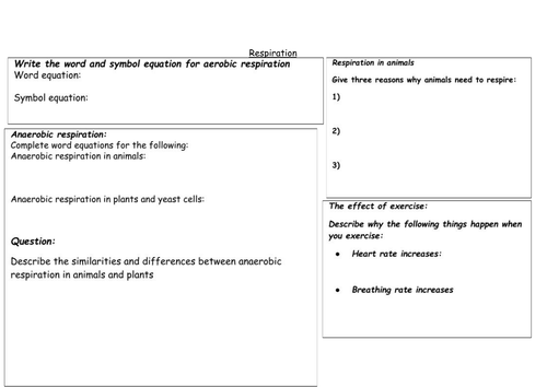 Bioenergetics: GCSE respiration and photosynthesis | Teaching Resources