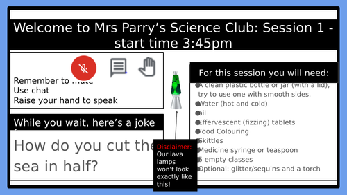 Virtual Science Club - Week 1 | Teaching Resources