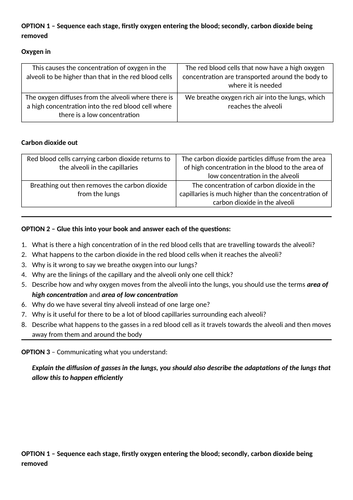 Gas exchange - KS3 3/16 | Teaching Resources