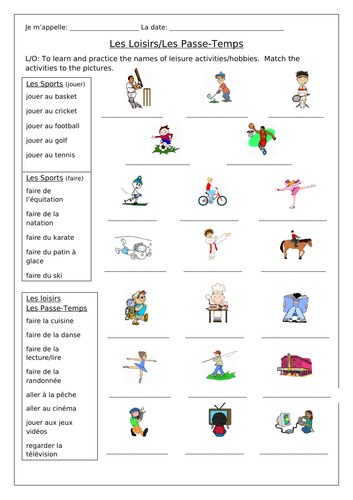 FRENCH - Les Loisirs/Les Passe-Temps | Teaching Resources