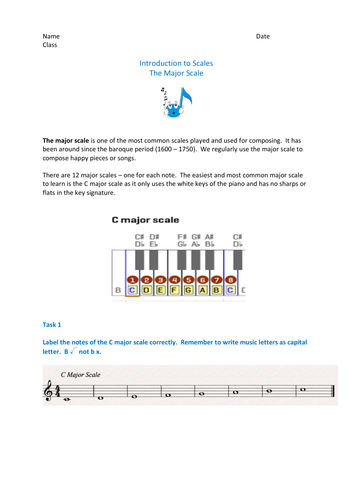Fun music project - exploring the C Major Scale | Teaching Resources