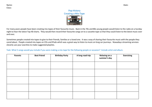 A fun introduction to Pop History - Mix-Tapes! | Teaching Resources