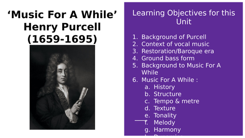 Music For A While musical analysis Purcell Powerpoint | Teaching Resources