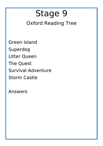 Oxford Reading Tree Comprehension | Teaching Resources