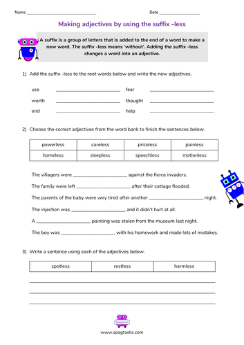 The suffix -less | Teaching Resources