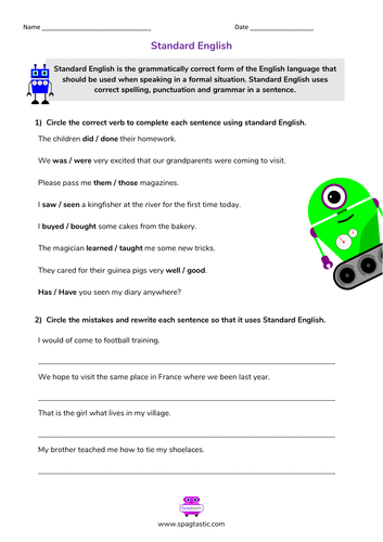 Standard English | Teaching Resources