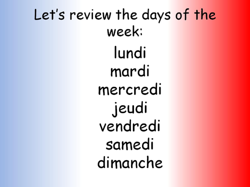 Primary French resources: days, dates, months, seasons