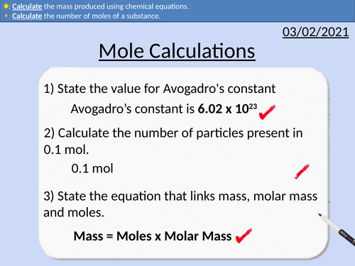 GCSE Chemistry: Mole Calculations | Teaching Resources