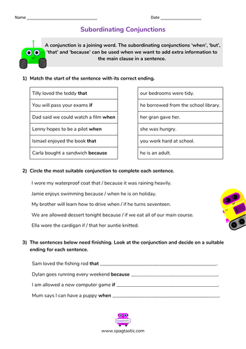 Subordinating conjunctions | Teaching Resources