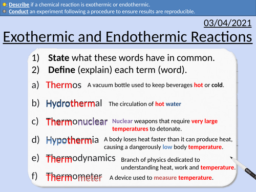 GCSE Chemistry: Exothermic and Endothermic Reactions | Teaching Resources