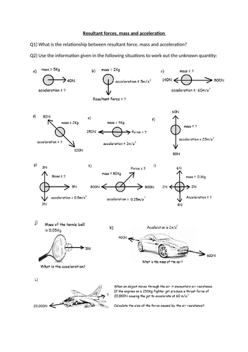 Newton's 2nd Law calculations and Answers | Teaching Resources