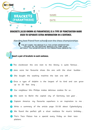 Brackets for Extra Information | Teaching Resources