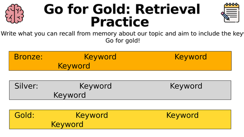 Go for Gold: Retrieval Practice task | Teaching Resources