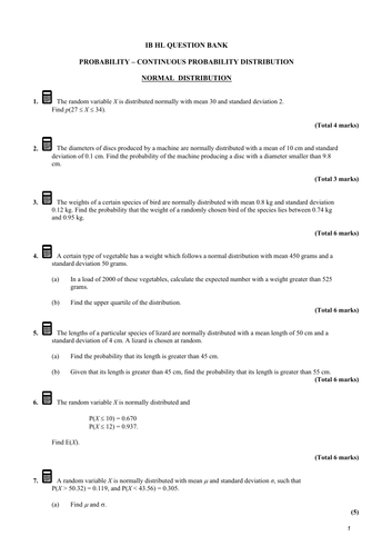 Normal Distribution-Questions | Teaching Resources Normal Distribution-Questions | Teaching Resources