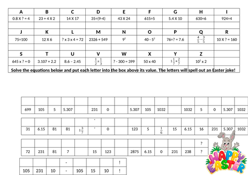Y6 arithmetic - fun Easter joke | Teaching Resources