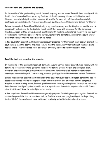 Beowulf Adverb Activity KS2 | Teaching Resources